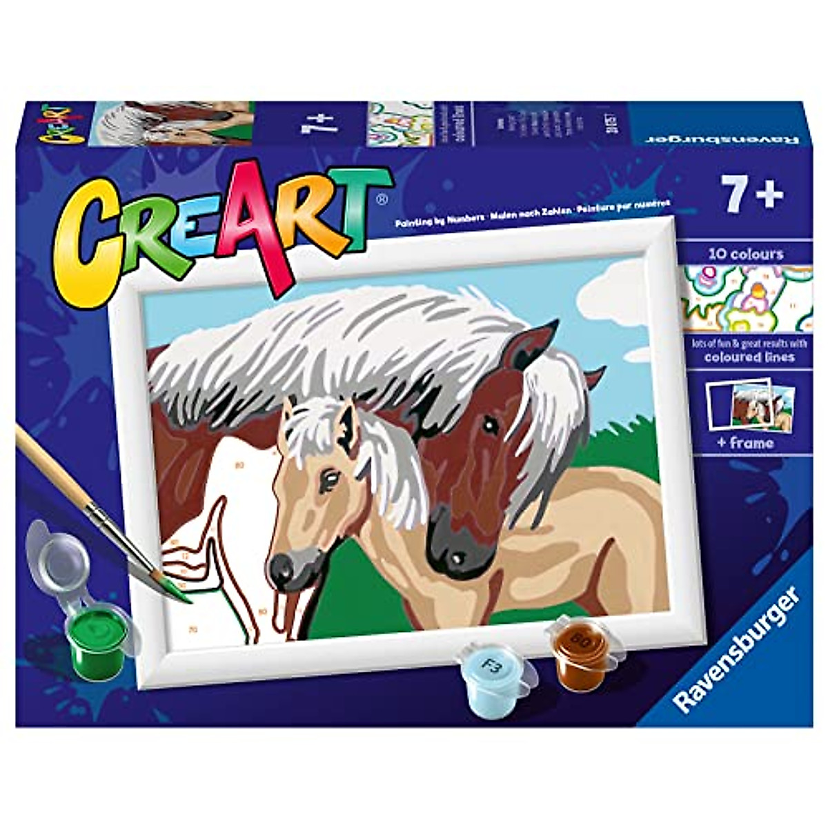 Ravensburger CreArt Mother/Foal Paint by Numbers Kit for Kids - Painting Arts and Crafts for Ages 7 and Up