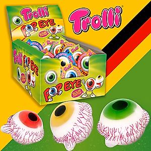 Pop Eye Gummi 18.8g(0.66 oz) x 12 Bags in Box - Soft Fruit Gummy Glotzer Candy with Sour Centre