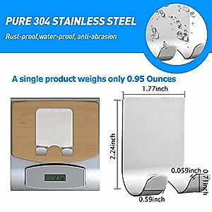 Waterproof Razor Holder for Shower, Heavy Duty Self Adhesive Hooks, Stainless Steel Towel Hooks for Bathrooms Wall (Silver, 2 Pack)