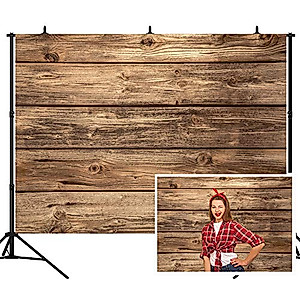 WOLADA 7x5FT Rustic Wood Wall Backdrop Natural Brown Wooden Board Photography Background Baby Shower Birthday Party Cake Table Decoration Banner Backdrops Photo Booth Prop 11839