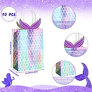 Mermaid Gift Bags Mermaid Party Favors Bags Mermaid Goodie Candy Treat Bags Mermaid Party Supplies Mermaid Bags with Handle for Girls Birthday Baby Shower Little Decorations(24 Pieces)