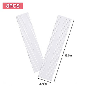 NiHome 8PCS Adjustable Drawer Divider Set, 12.6"x2.75" Flexible Plastic Drawer Organizer Grid for Socks, Underwear, Makeup, Stationary Storage, Home Kitchen Bedroom Dresser Office Desk (White)
