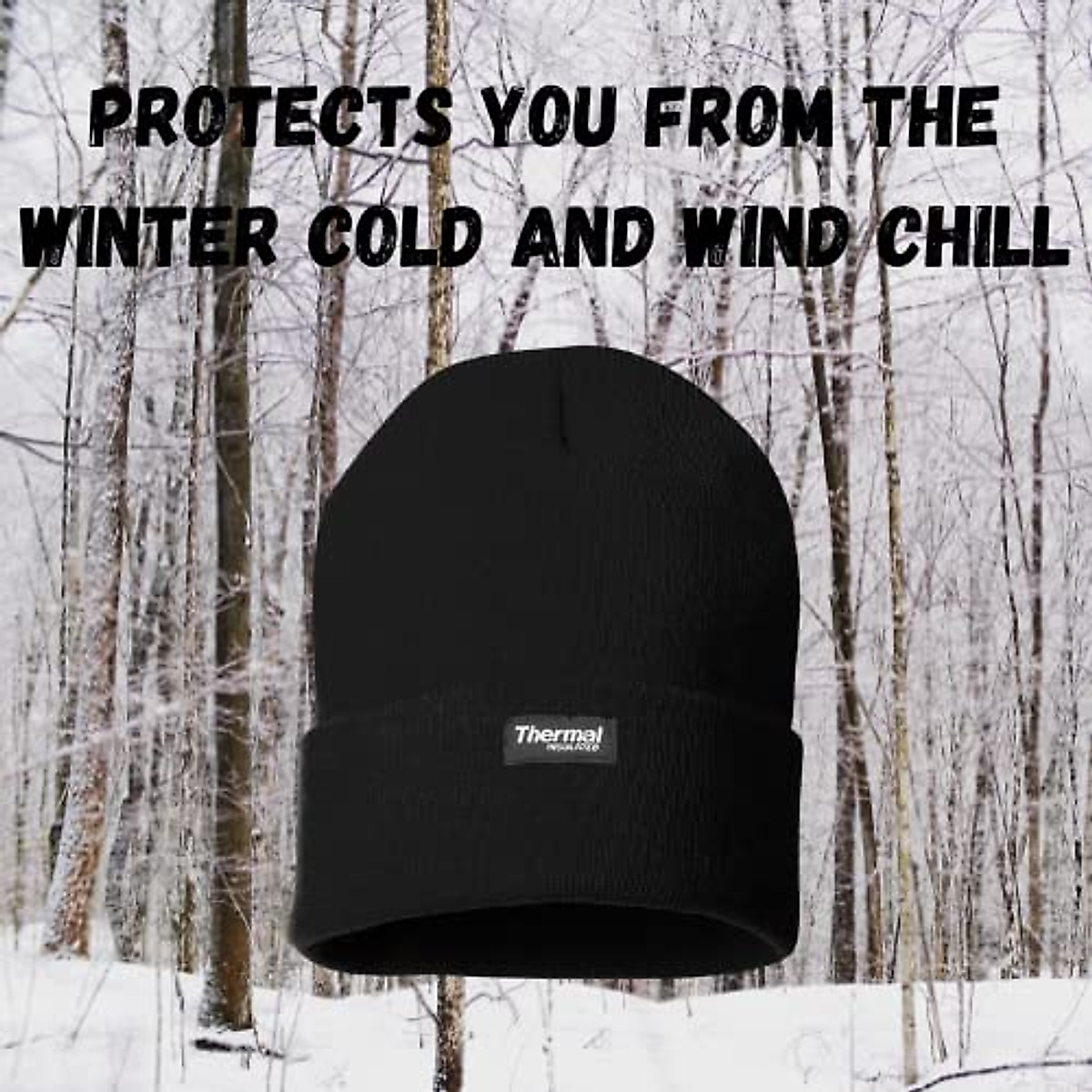 McGuire Gear Thermal Insulated Watch Cap Beanie, 40 Gram Insulation, Water Resistant, Warm Lightweight Winter Hat (Black)