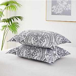 Southshore Fine Living, Inc. Twin Extra Long Comforter Set, Down Alternative Boho Bedding Set, Paisley Print Bedspread, Boho Comforter Twin/XL Size with Matching Pillow Sham, Pure Melody Black
