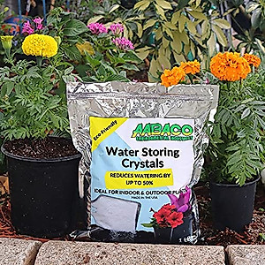 AABACO Water Storing Crystals - for Indoor & Outdoor Plants - Mix Crystals with Soil to Reduce The Amount of Watering Needed - Protect Against Heat - Watch Your Garden & Plant Grow (1LB)