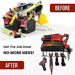 Heavy Duty Power Tool Rack Shelf Organizer Wall Mount - Steel Utility Mounts Design for Impact Drill & Wrench Tools, Garage and Storage Organization USA Made, 100pd Weight Capacity