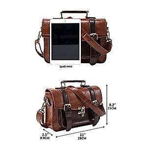 ECOSUSI Women PU Leather Satchel Purse Vintage Small School Crossbody Messenger Bag Work Cross-body Bag, Coffee