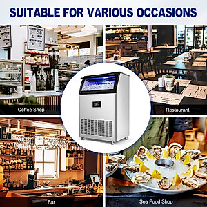 Commercial Ice Maker Machine 360LBS/24H with 77LBS Large Ice Storage Bin, 126Pcs Clear Ice Cubes in 11Mins, Stainless Steel Under Counter Industrial Ice Machine for Bar, Restaurant Business
