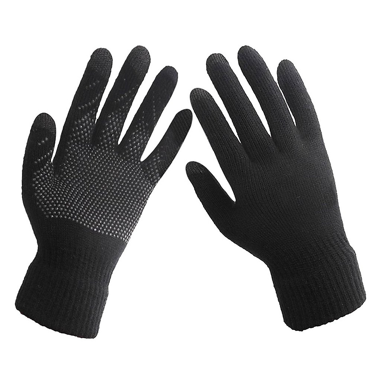 HINDAWI Winter Slouchy Beanie Gloves for Women Knit Warm Hats Skull Caps Touch Screen Mittens Black