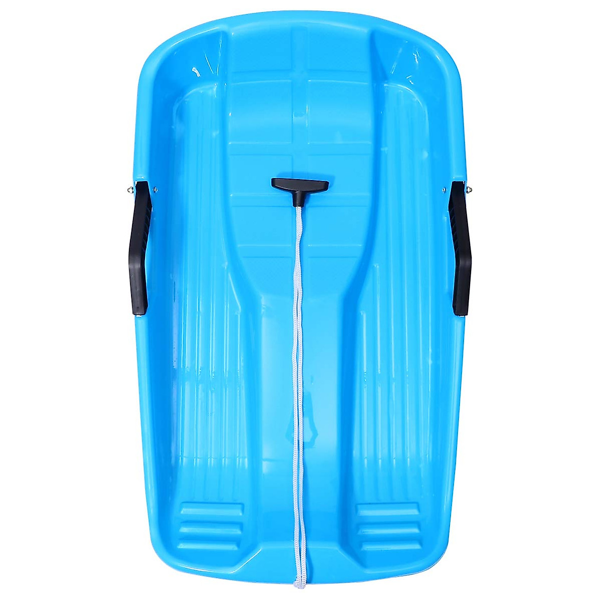 BESPORTBLE Snow Sled Plastic Toboggan with Pull Rope for Snow Sledding Ice Fishing Plastic Snow Sled for Kids and Adult (Blue)