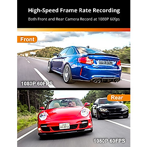 MASIGO A330D Dash Cam Front and Rear - Dual 1080P 60fps Dash Camera for Cars with WiFi, GPS and Speed, Stavis Night Vision, G Sensor Parking Mode, Loop Recording, Free APP, Support 512GB Max