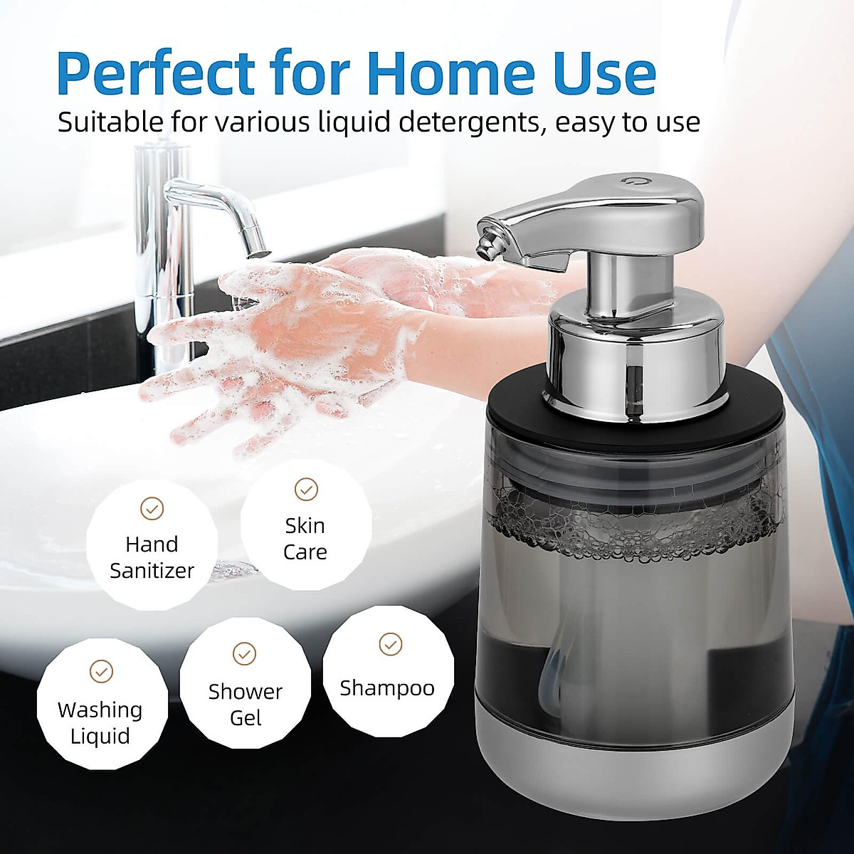 Automatic Soap Dispenser Touchless: 10oz Foaming Soap Dispenser, Hand Free Soap Dispenser Rechargeable Soap Dispenser, for Bathroom, Kitchen, Hotel…