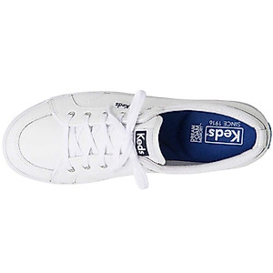 Keds Center Lace Up, Sneaker Womens, White Leather, 7.5 Medium