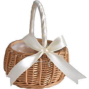 Woven Flower Basket Flower Girl Basket Wicker Basket Candy Gift Basket for Wedding Birthday Party Favor - Size S
