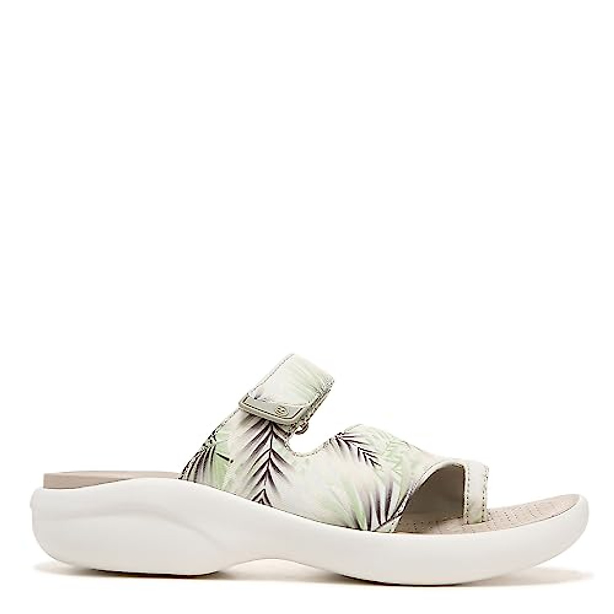 BZees Womens Carry On Slide Sandal Green Palm Leaf 10 W