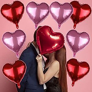 Happy Valentines Day Balloons Red Pink Heart Shape Balloon Party Decorations Supplies, Valentines Day Decorations, Romantic Anniversary Balloons Decor