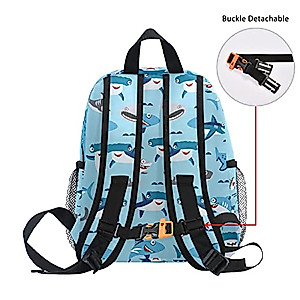 Sinestour Custom Shark Kid's Backpack Personalized Backpack with Name/Text Preschool Backpack for Boys Customizable Toddler Backpack for Girls with Chest Strap