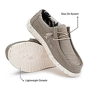 Hey Dude Men's Wally Stretch Beige Size 10 | Men’s Shoes | Men's Lace Up Loafers | Comfortable & Light-Weight