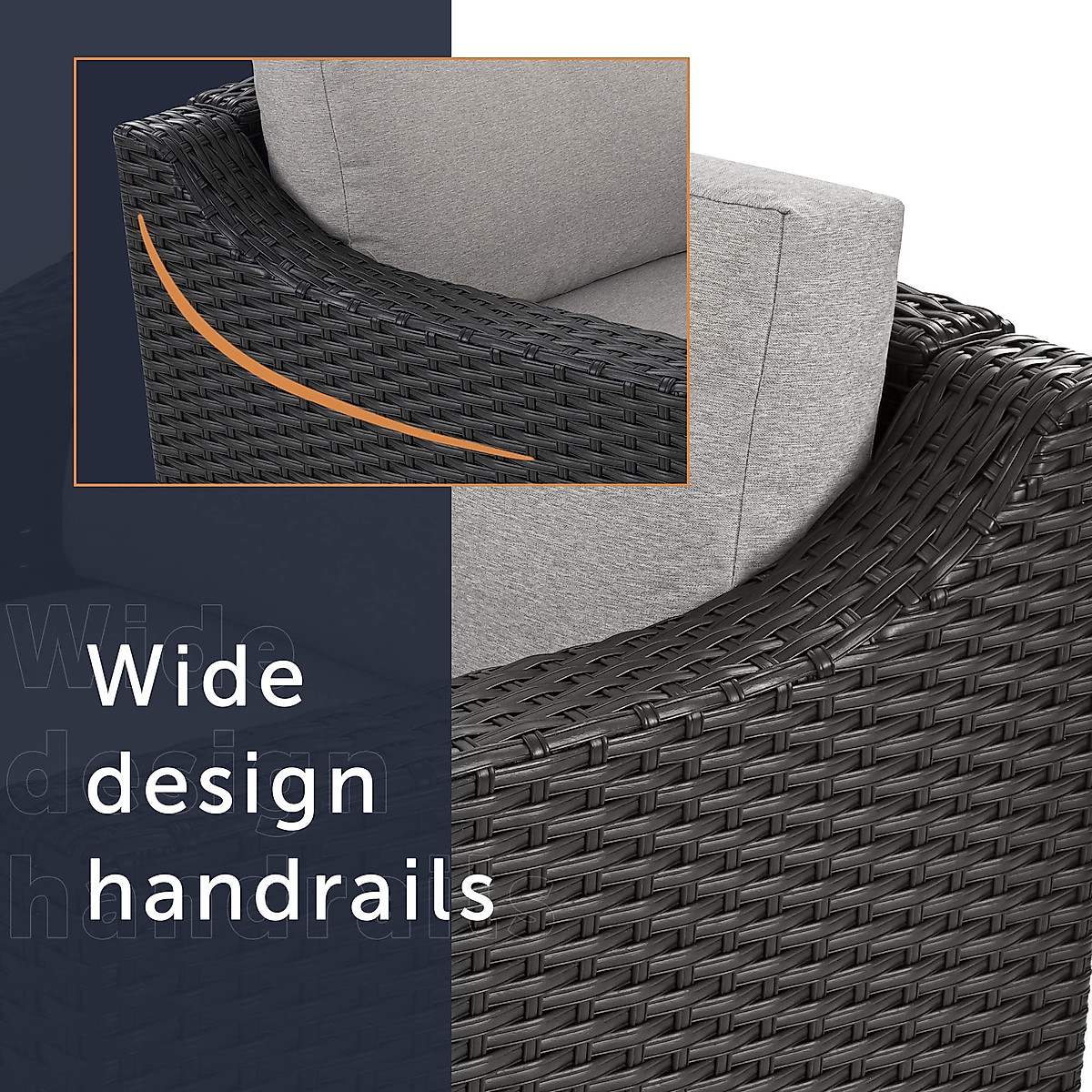 HAPPATIO 10 Piece Patio Conversation Set,All-Weather Patio Furniture Set with Multiple Configuration Options,Rattan Wicker Outdoor Sectional Sofa with Thick Cushions. Easy Setup. (Brown/Gray)