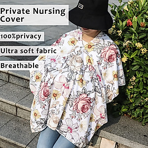 Floral Baby Car Seat Canopy Soft Minky Plush Dotted Backing Baby Car Seat Cover Girls,Floral Baby Poncho for Girls, Toddler Minky Wear Hooded Warm Winter Outerwear Capes Poncho Coat With Zipper