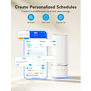 GoveeLife Humidifiers for Bedroom, 6L Top Fill Cool Mist Humidifier for Large Room, Auto Mode, Adjustable Mist, Quiet Sleep Mode, WiFi Smart Air Humidifier with RGB for Baby, Plants, Work with Alexa