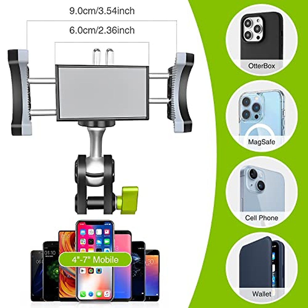 Suction Cup Holder Phone Mount Car 360° Rotating,Universal Ball Head Arm for Phone Car Holder Video Recording Vlog Ballhead Magic Arm Cell Phone for Car Dashboard Windshield Vehicle Sunroof (Black)