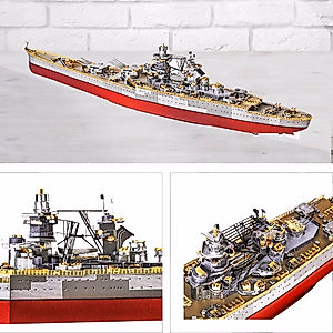 Piececool 3D Metal Puzzles for Adults, Richelieu Battleship Model Kits, Military Watercraft Warship Models Building Kit DIY 3D Puzzles for Anxiety Relief Toys, Great Gift Ideas -300 Pcs