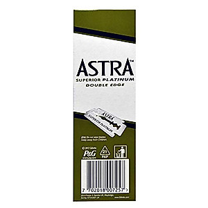 Astra Superior Platinum Double Edge Shaving Razor Blades 100 Pcs Barber Favored by Astra