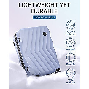 BAGSMART Carry On Luggage, PC Hardside Suitcase Airline Approved, 20 Inch Carryon Luggage with Spinner Wheels, Travel Luggage Hard Shell Lightweight Rolling Suitcases for Men Women (Purple)