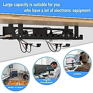 2PACKS Cable Management Under Desk Tray Adjustable Large Under Table Cord Wire Organizer for Standing Desk