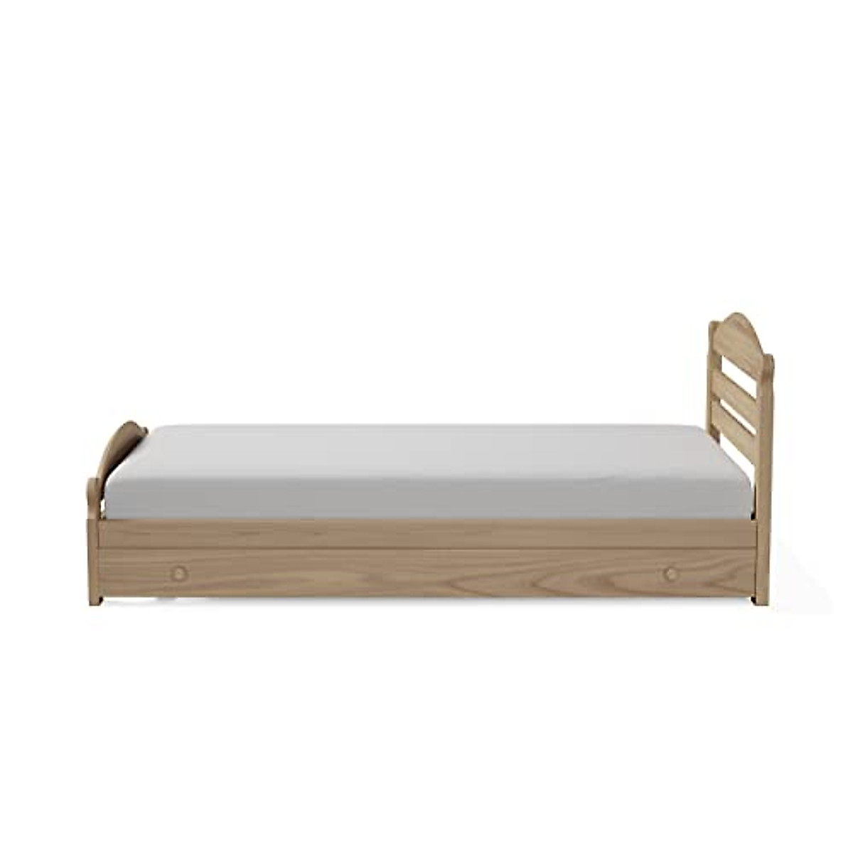 Arizona Twin Bed with Trundle Solid Pine Wooden Trundle Bed Hardwood Slats Support Unfinished Suitable for Boys Girls Kids Bedroom Single Wooden Bed Frame