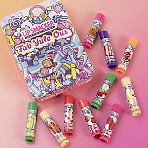 Lip Smacker Holiday Christmas Flavored Lip Balm 10-Piece Tin, Christmas Flavors