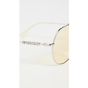 Burberry Classic Aviator Sunglasses, Silver/Yellow, One Size