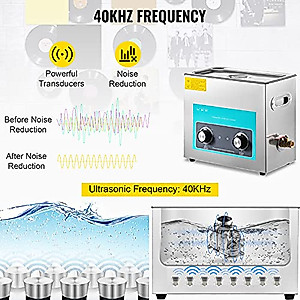 VEVOR Ultrasonic Vinyl Record Cleaner 6L 40kHz Vinyl Ultrasonic Cleaning Machine Knob Control Record Ultrasonic Cleaner 4 Records Vinyl Sonic Cleaner Stainless Steel Tank w/Mechanical Heater & Timer