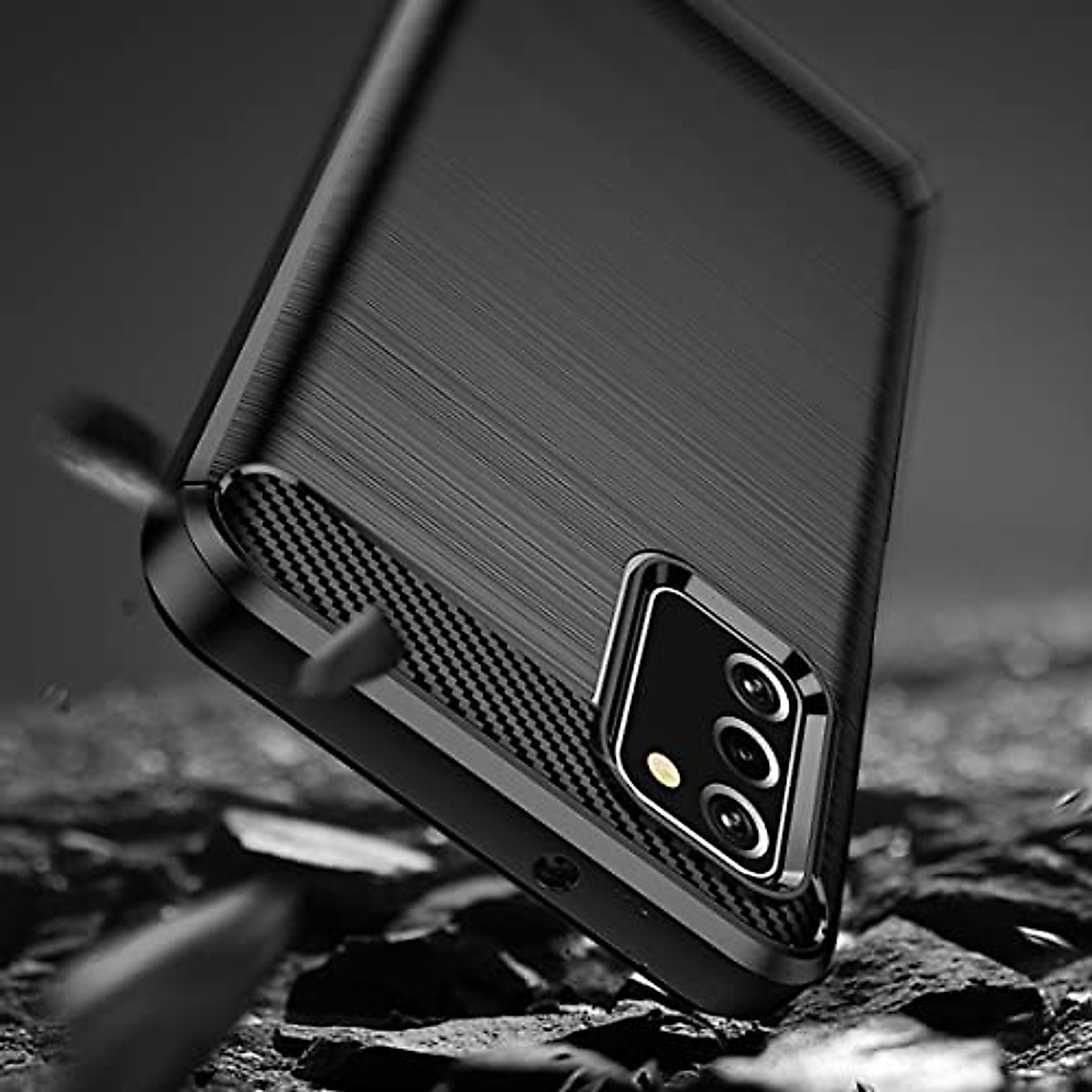 Osophter for Galaxy A03S Case,Samsung A03S Case with 2pcs Screen Protector Shock-Absorption Flexible TPU Rubber Protective Cell Phone Cover for Samsung Galaxy A03S US(Black)