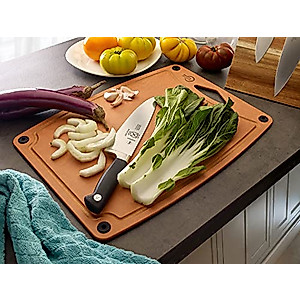 Mercer Culinary Composite Cutting Board-17.25" X 11.75",W/SIL Feet/Channel, Small, Tan