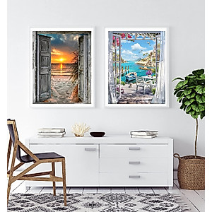 Scenery Paint By Numbers for Adults 4 Pack - DIY Adult Paint by Number Kits On Canvas Door Flowers Sunset Painting by Numbers for Beginners,Acrylic Paint Butterfly Crafts for Home Decor 12x16 Inch