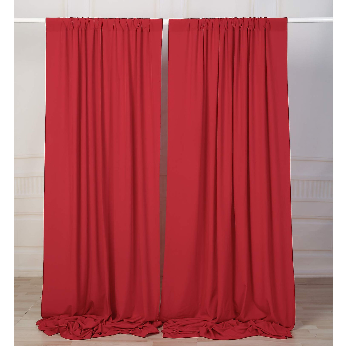 SHERWAY 9.5 Feet x 10 Feet Red Photography Backdrop Drapes, Smooth Polyester Window Curtain for Wedding Ceremony Party Decoration (10% Transparency)