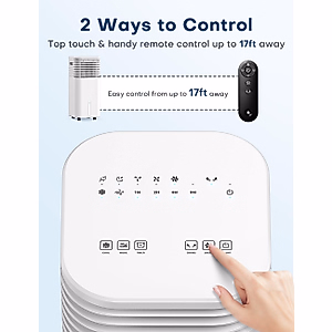 CENSTECH 4-IN-1 Portable Air Conditioners, Evaporative Air Cooler w/4 Modes & 3 Speeds, 15H Timer for Smart Auto-off, 2-Gal Tank for 20H Cooling,17FT Remote,No Hose Needed,120°Oscillating Swamp Cooler