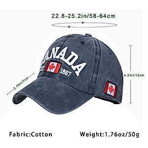 Foetest Adjustable Cap Cotton Hat Baseball Cap Canada Cap Hat Flag Cap Casual Headwear Embroidery Navy