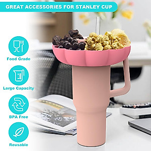 Aocoop Stanley Snack Tray, Snack Container for Stanley Tumbler 40 oz, 5 Compartment Reusable Snack Platters for Stanley Quencher Adventure (Pink)