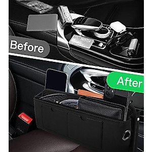 JIAFAYING Car Seat Gap Filler Leather Car Seat Organizer and Storage Between Seats Car Accessories-Front Seats Car Adjustable Gap Filler for Phones, Cards，Keys， Wallets