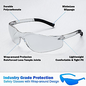 WFEANG Clear Safety Glasses Bulk of 4, Protective Eyewear for Men Women, ANSI Z87.1 Eye Protection Goggles with Clear Protective Lens for Work, Shooting, Lab,Cycling(Clear-4pack)