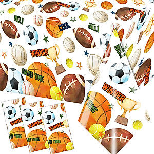 Pymurod Sports Birthday Party Decorations-3pcs Sports Tablecloths Soccer Basketball Table Cloth for Kids All Star Sports Theme Party Decorations, Sports Themed Party Decorations
