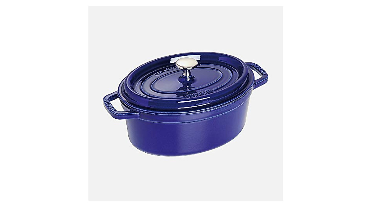 Staub Oval Cocotte Oven 7 Quart Dark Blue - Premium Cast Iron Cookware