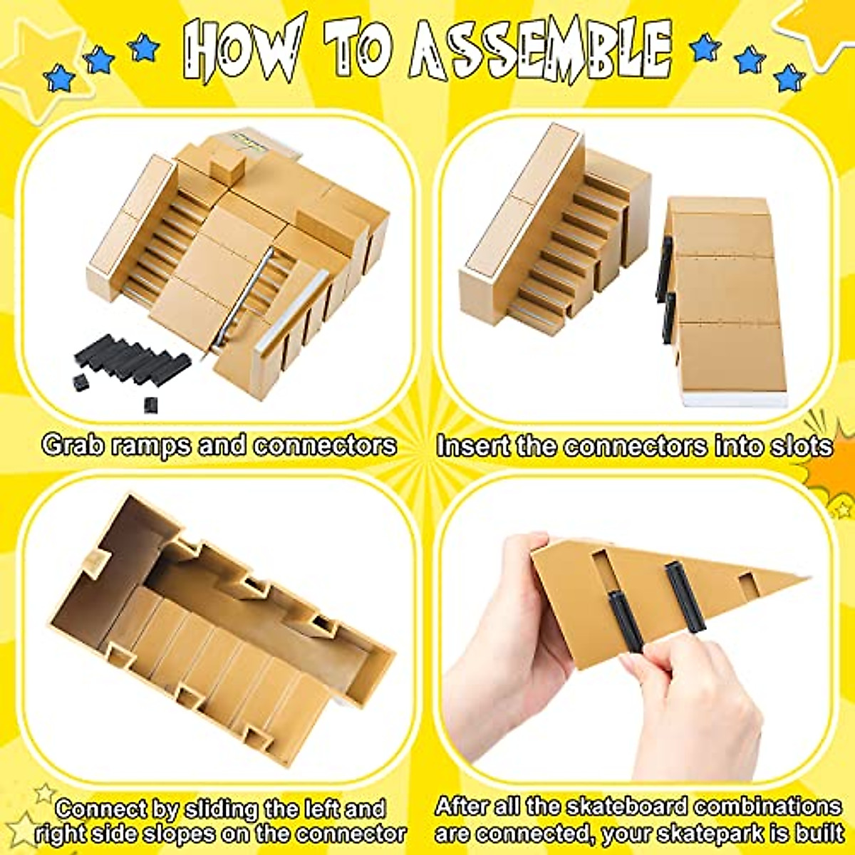 37 Pcs Skate Park Kit Finger Skateboard Ramp Fingerboard Skatepark Finger Boarding Skate Park Mini Finger Toys Set Including Finger Bike Skateboards Swing Board with Adjustment Tools for Training Prop