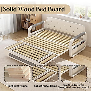 Etelifrank Put-Out Sofa Bed Futon，2-in-1 Convertible Sofa Couch with Storage，Foldable Linen Fabric Loveseat RV Sofa Bed for Small Place，Living Room，Apartment, Lounge(60''Lx34.25''Wx37.4''H)