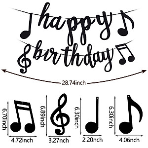 40 Pieces Music Theme Party Decorations Set Include Music Note Latex Balloons Foil Balloons Note Hanging Swirls Happy Birthday Banner and Disposable Note Tablecloth for Birthday Wedding Party Supplies