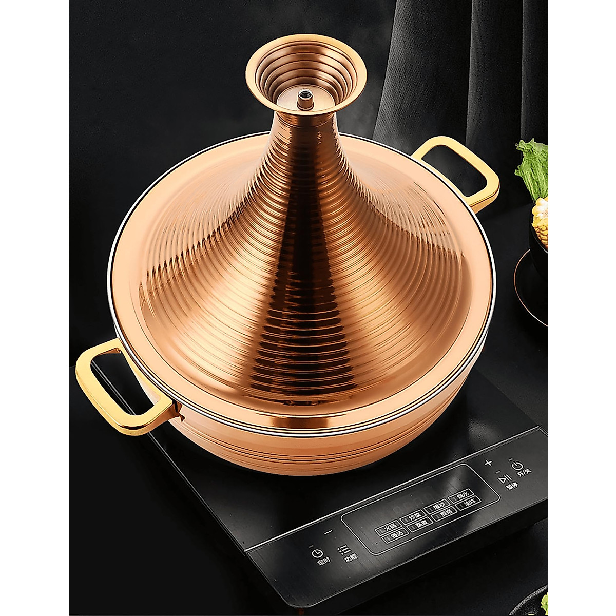 304 Stainless Steel Moroccan Tagine Pot,Non Stick Tagine Stainless Steel Tower Stew Dry Pot Non-stick Slow Cooker Seafood High Lid Pan Electromagnetic Cooker Moroccan Tajine Casserole