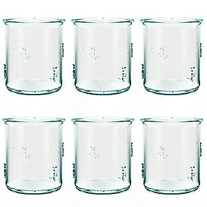 Amici Home Regina DOF Glass | 12 Oz | Italian Made, Recycled Green Glass | Drinking Glass with Embossed Bee Design for Water, Juice, Iced Tea, Cocktails (Set of 6)
